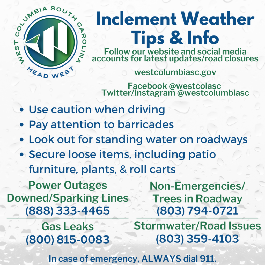 City of West Columbia Tropical Storm Nicole - Inclement Weather ...