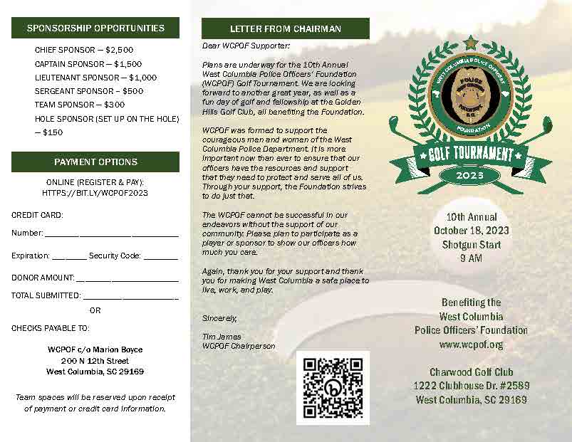 10th Annual West Columbia Police Officers' Foundation Golf Tournament ...