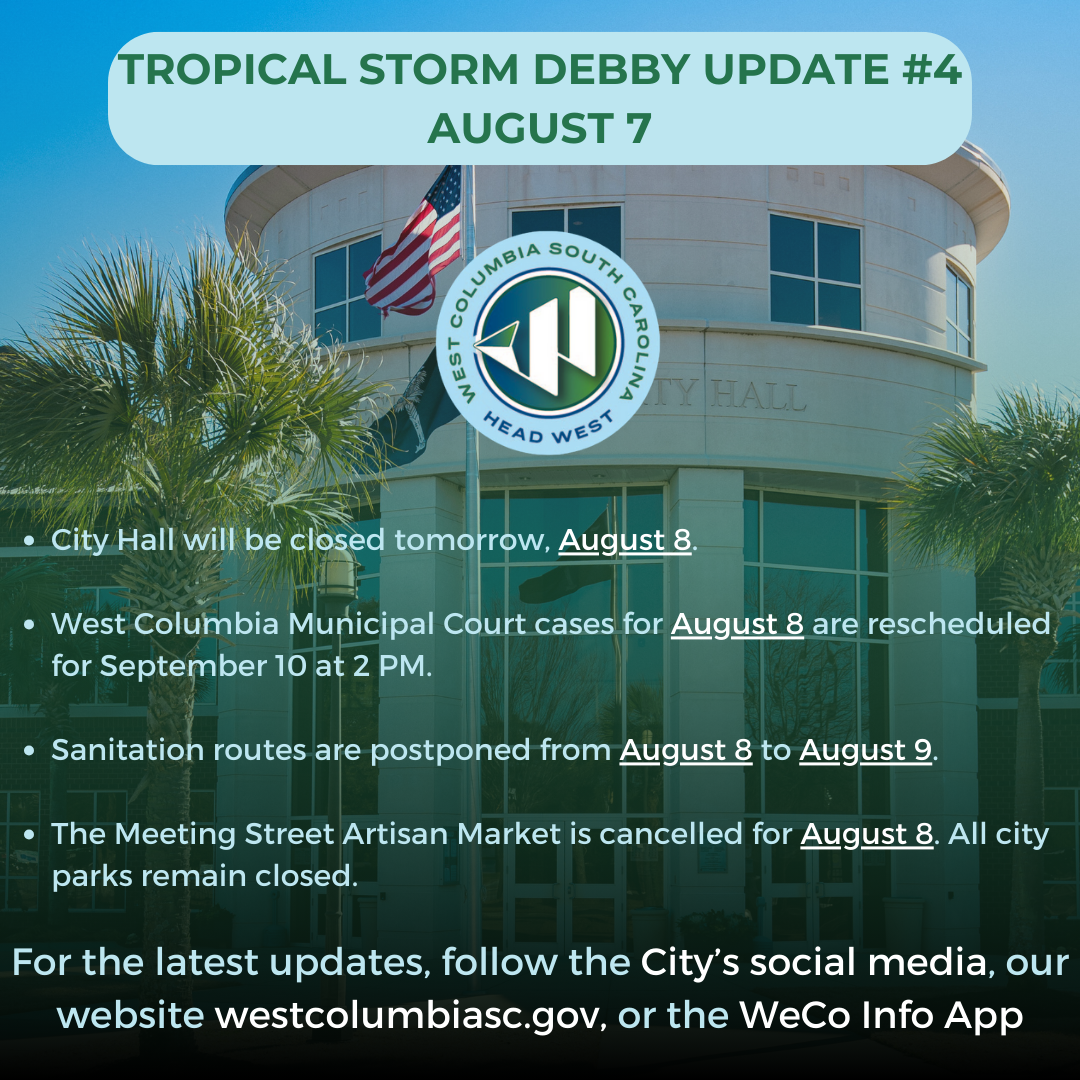 Tropical Storm Debby Inclement Weather Information #4: Closures ...